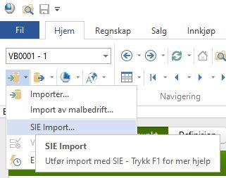 Eksportformat SIE 4 / SIE 4 for Visma Global
