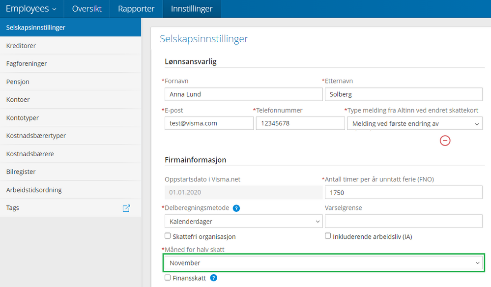 Halv skatt - november / desember