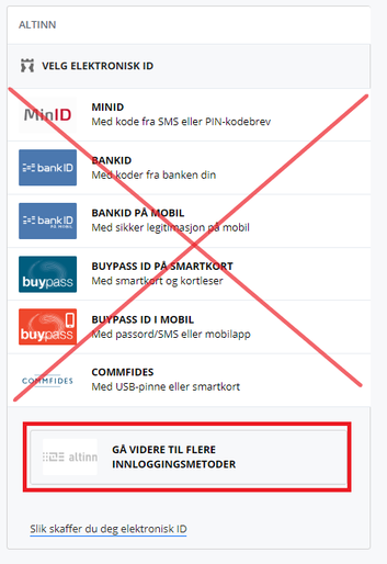 Innlogging Altinn meldingsboks