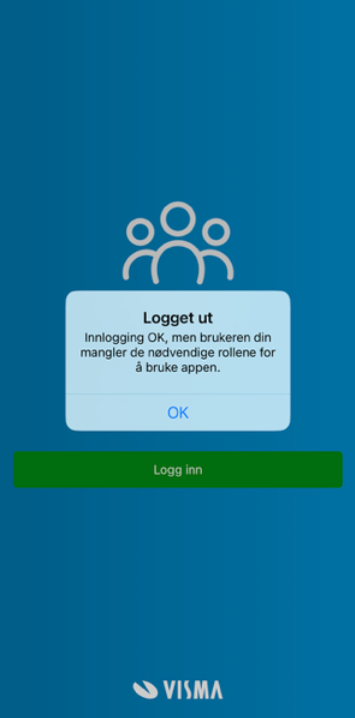 Melding om manglende roller i Employee-appen
