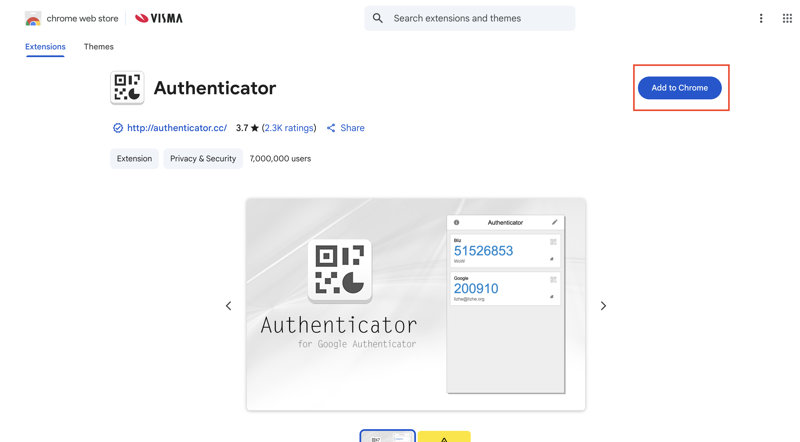 Legge til Authenticator i Google Chrome