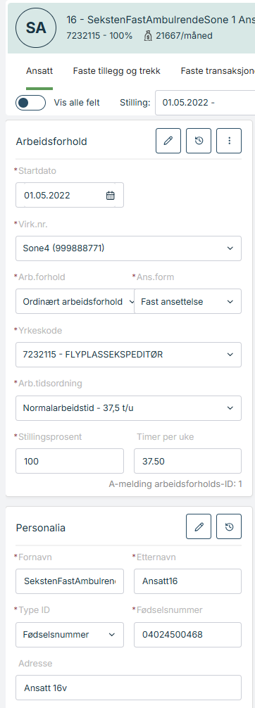 Endring av arbeidsforholdstype og andre felt på den ansatte. Når kan ...